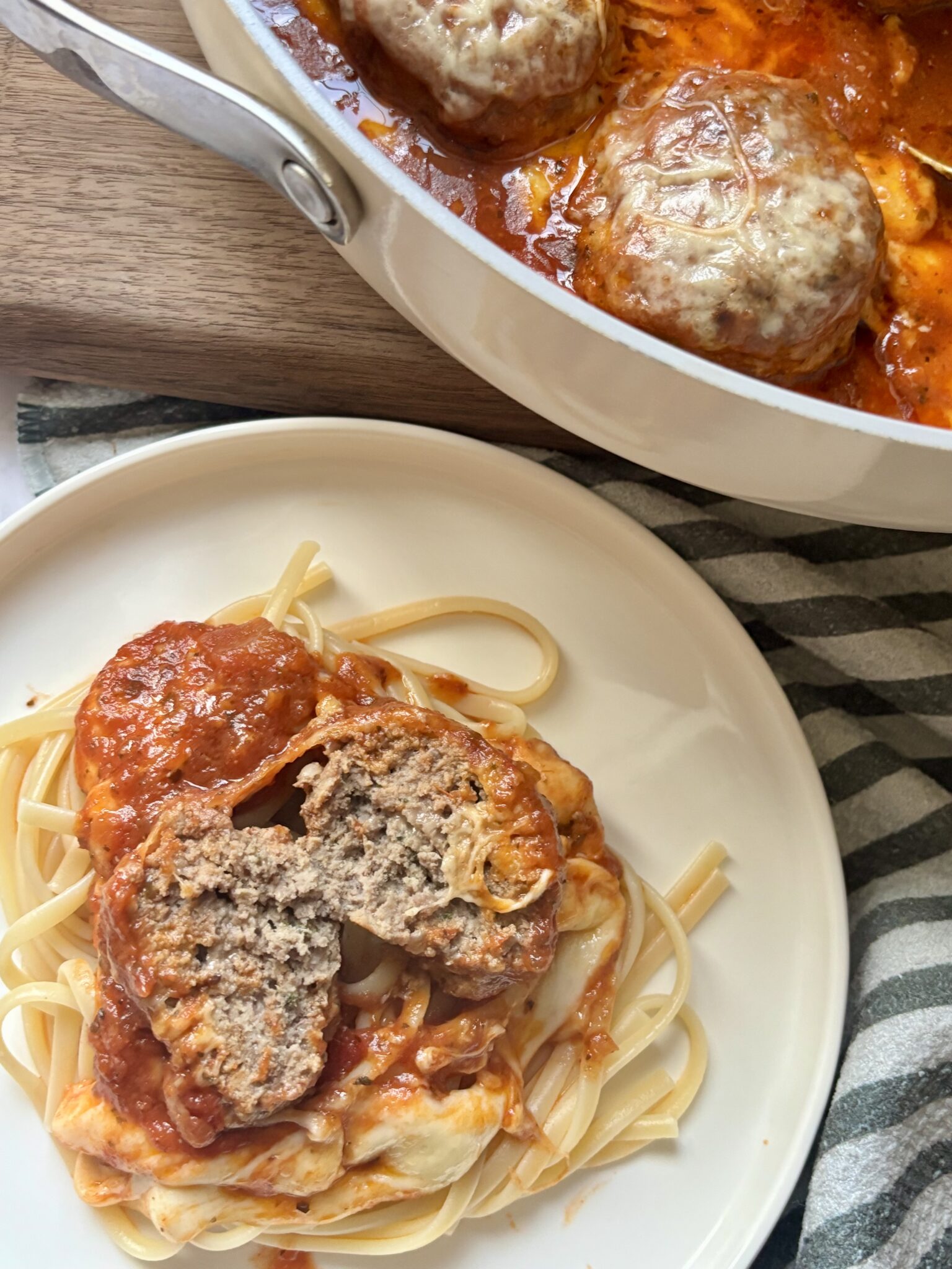 One Pan Meatball Parmesan Bake - thehomechefmomma.com
